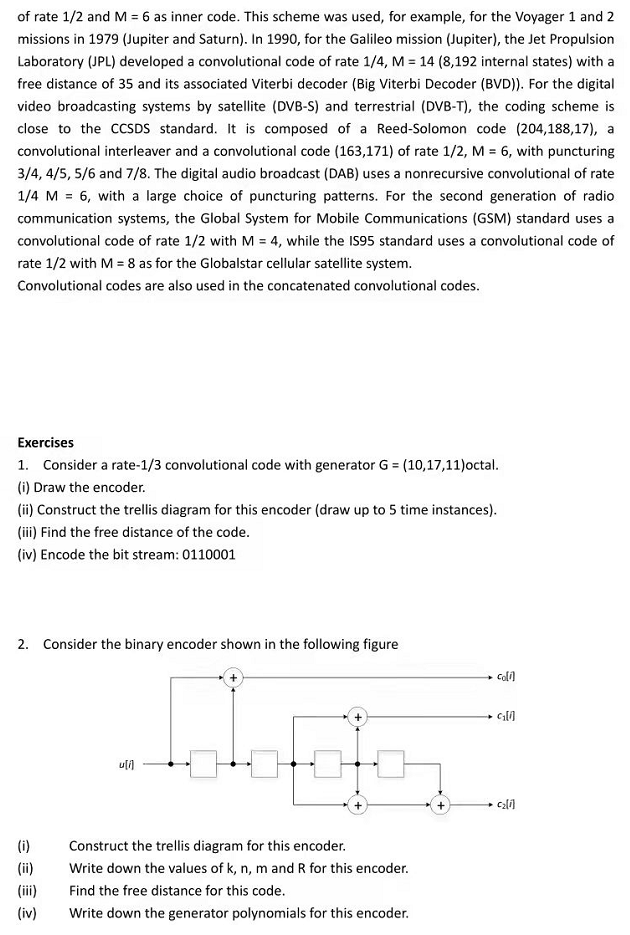 Solved of rate 1/2 and M = 6 as inner code. This scheme was | Chegg.com