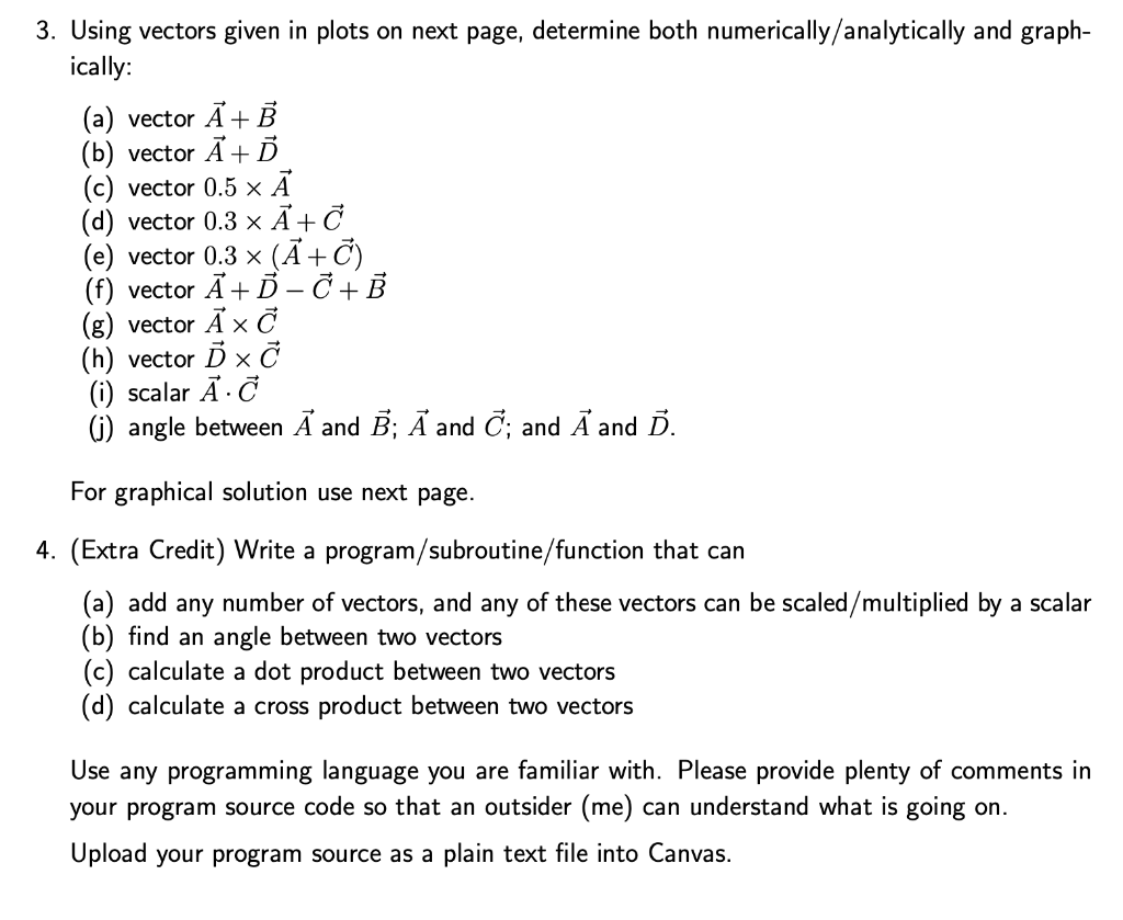 Solved 3. Using vectors given in plots on next page, | Chegg.com