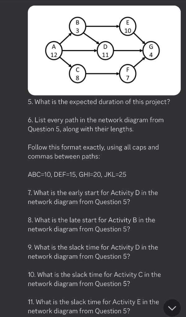 Solved 5. What is the expected duration of this project? 6. | Chegg.com