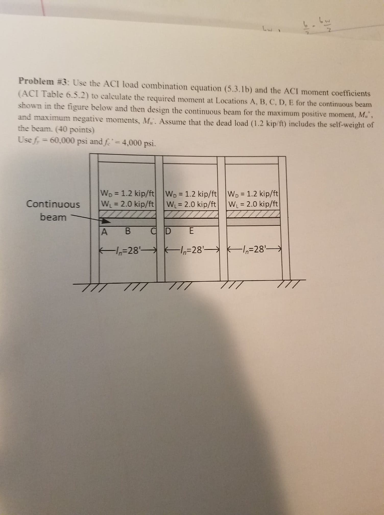 Solved Problem #3: Use the ACI load combination equation | Chegg.com