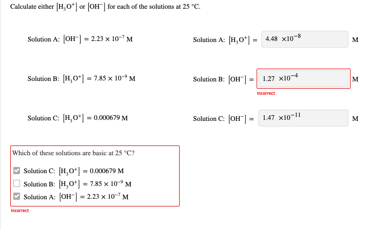 Solved Calculate either [H.0+or [OH-] for each of the | Chegg.com