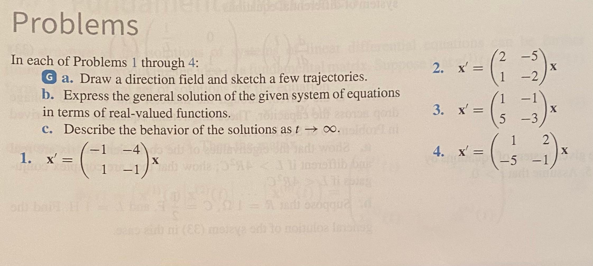 Solved Problems 2 -5 2. x' = X 1 -2 3. X' x' = х In each of | Chegg.com