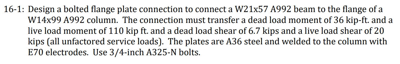 16-1: Design a bolted flange plate connection to | Chegg.com