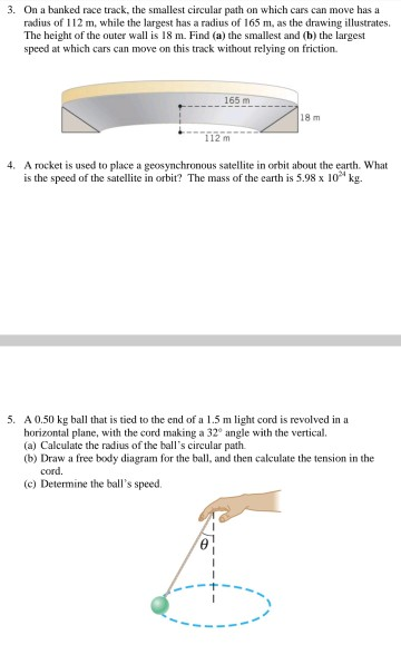 Solved 3. On a banked race track, the smallest circular path | Chegg.com