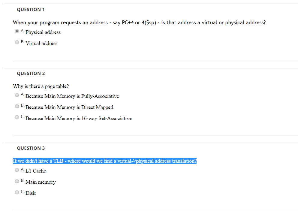 Solved QUESTION 1 When your program requests an address - | Chegg.com