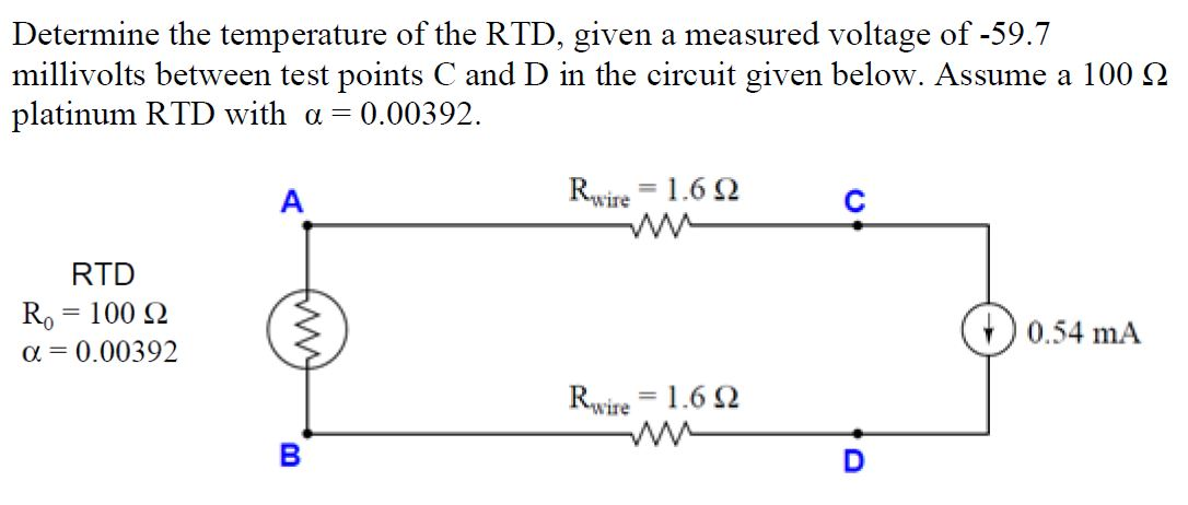 Solved Determine the temperature of the RTD, given a | Chegg.com