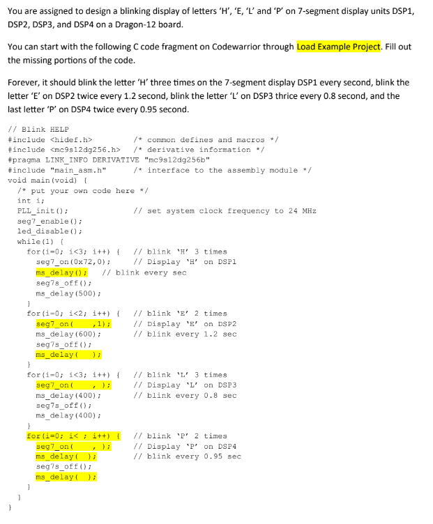 Solved You are assigned to design a blinking display of | Chegg.com