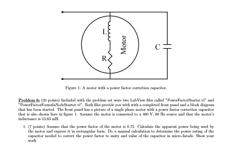 Solved L Figure 1: A motor with a power factor correction | Chegg.com