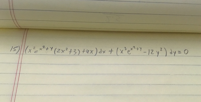 Solved Determine if exact and solve. (x^2e^x^2 + y (2x^2 + | Chegg.com