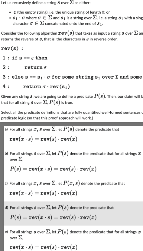 Solved - ε (the empty string), i.e. the unique string of | Chegg.com