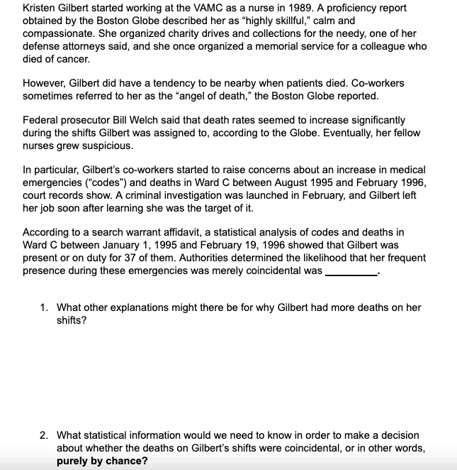 Kristen Gilbert started working at the VAMC as a | Chegg.com