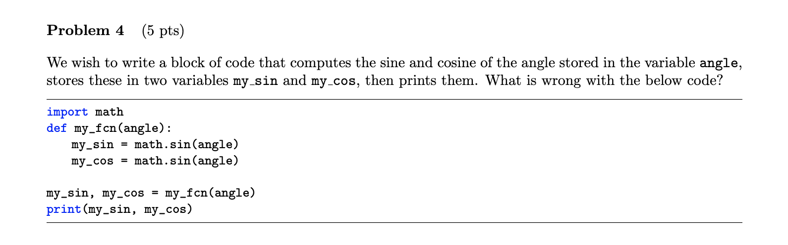 Solved Problem 4 (5 pts) We wish to write a block of code | Chegg.com