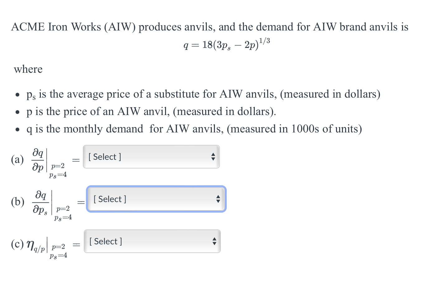 Solved ACME Iron Works (AIW) produces anvils, and the demand | Chegg.com
