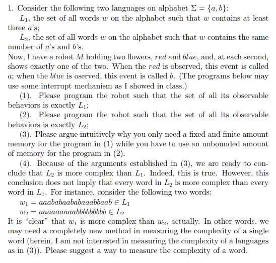 I. Consider the following two languages on alphabet Σ | Chegg.com