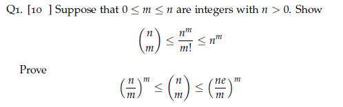 Solved Q1. [10 ] Suppose that 0≤m≤n are integers with n>0. | Chegg.com