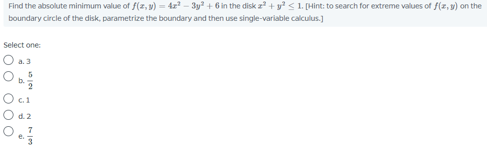 Solved Find the absolute minimum value of f(x, y) = 4x2 – | Chegg.com