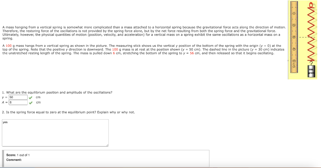 Solved A mass hanging from a vertical spring is somewhat | Chegg.com