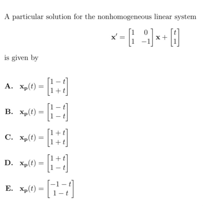 Solved A particular solution for the nonhomogeneous linear | Chegg.com