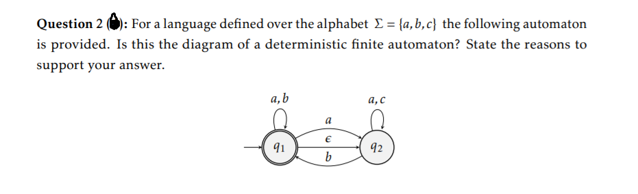 Solved Question 2 >): For a language defined over the | Chegg.com