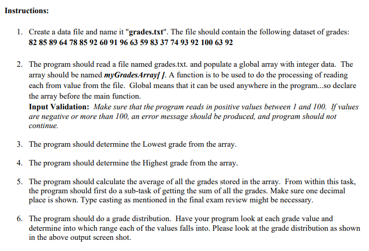 Solved 1. Create a data file and name it "grades.txt". The | Chegg.com
