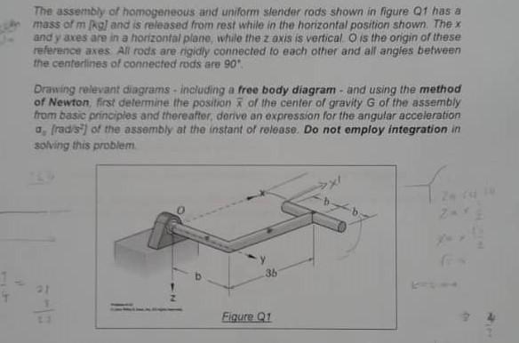 Solved The assembly of homogeneous and uniform slender rods | Chegg.com