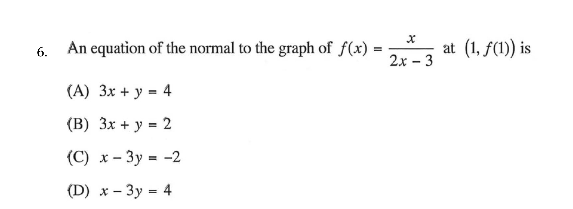 Solved An equation of the normal to the graph of f(x)=x2x-3 | Chegg.com