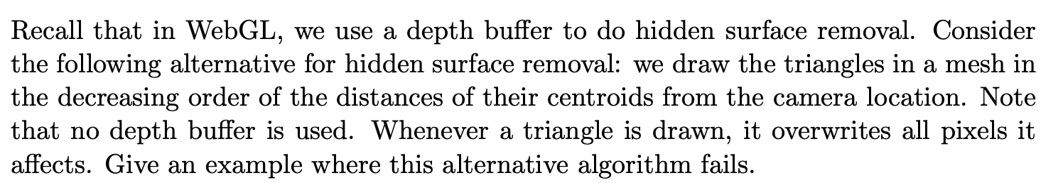 Recall that in WebGL, we use a depth buffer to do | Chegg.com