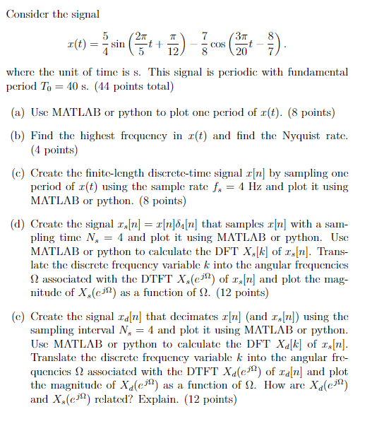 Solved Consider the signal | Chegg.com