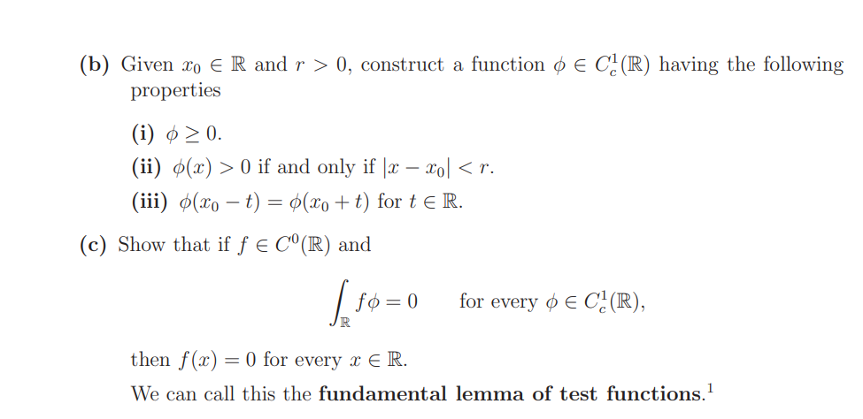 Solved Problem 4 (test functions) Let Cc0(R) denote the | Chegg.com