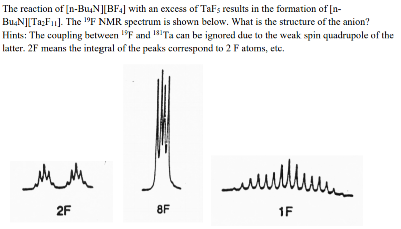 Solved The reaction of [n-Bu-N][BF4] with an excess of TaFs | Chegg.com