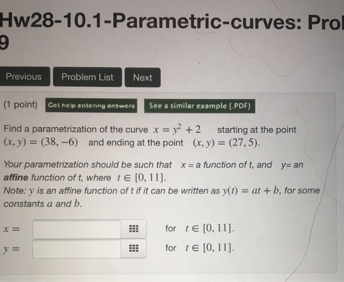 Solved Hw28-10.1-Parametric-curves: Prol Previous Problem | Chegg.com
