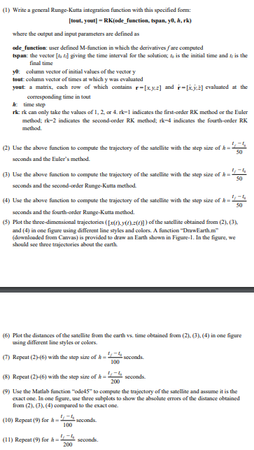 Solved 1 Write A General Runge Kutta Integration Function