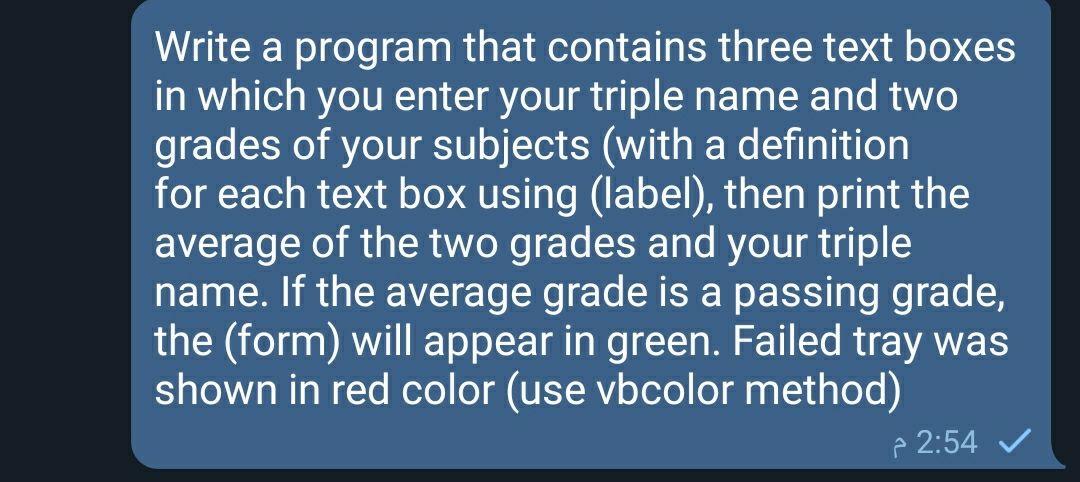 Solved Write a program that contains three text boxes in | Chegg.com