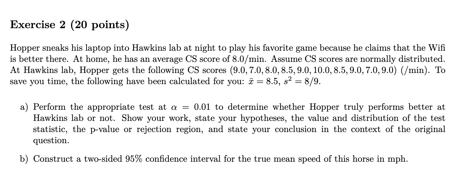 2(b) Should say Construct a two-sided 95% | Chegg.com