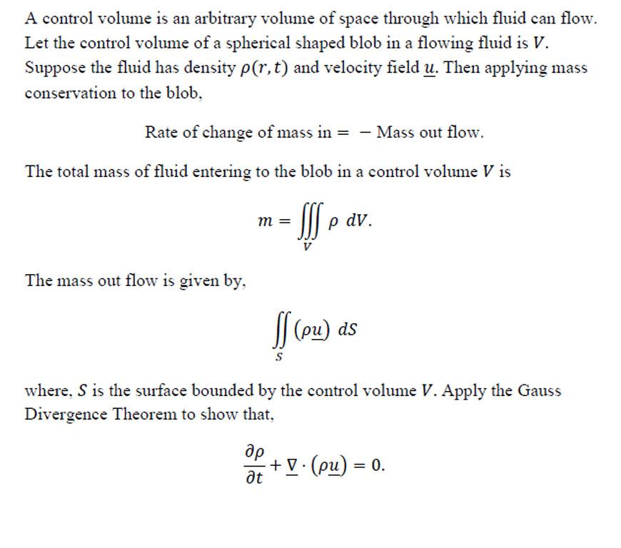Solved A control volume is an arbitrary volume of space | Chegg.com