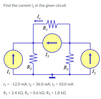 Solved Find the current Ix in the given circuit I1=−12.0 | Chegg.com