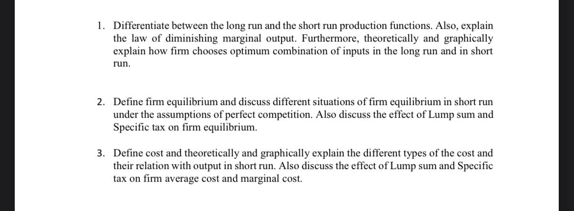Solved Differentiate between the long run and the short run | Chegg.com