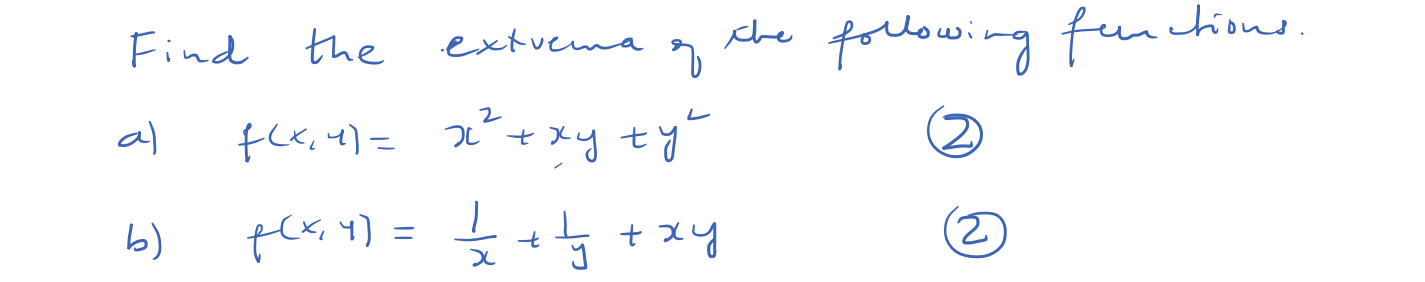 Solved Find the extrema of the following functions. a) | Chegg.com