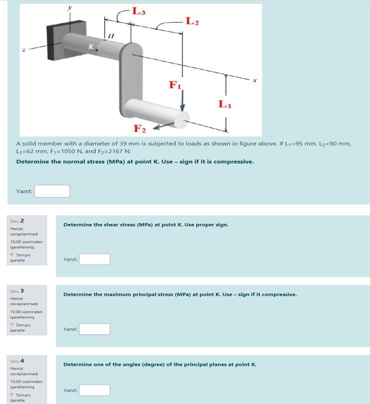 Solved L3 L2 F1 Li A solid member with a diameter of 39 mm | Chegg.com
