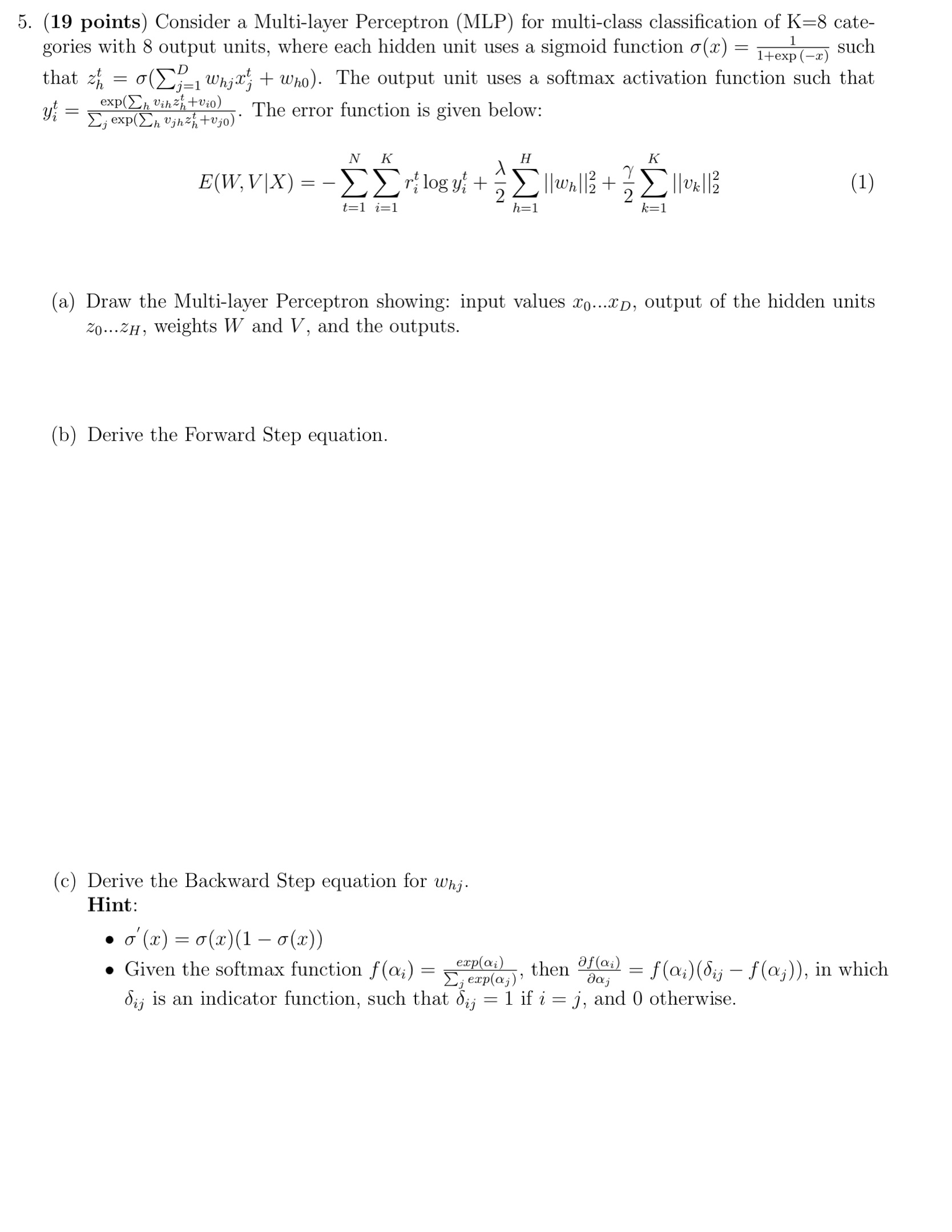 Solved consider a multi-layer perceptron (MLP) ﻿for | Chegg.com