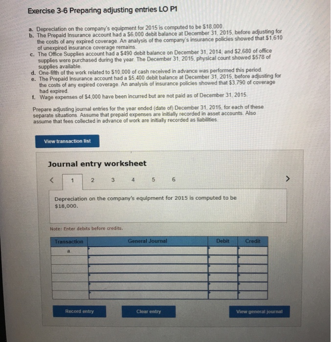 Solved Exercise 3-6 Preparing adjusting entries LO P a. | Chegg.com Solved Exercise 3-6 Preparing adjusting entries LO P a. | Chegg.com