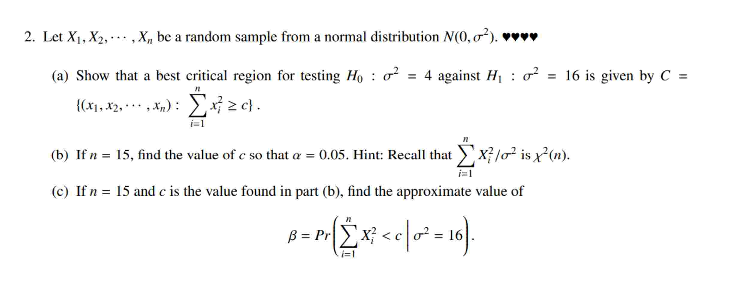 Solved Let x1,x2,cdots,xn be ﻿a random sample from a normal | Chegg.com