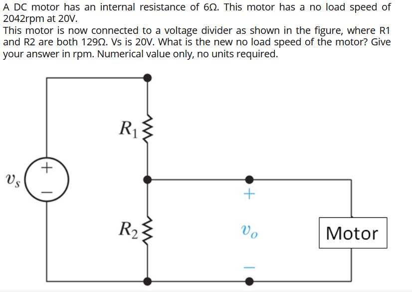Solved A DC motor has an internal resistance of 6Ω. This | Chegg.com