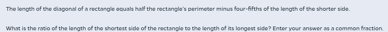 Solved The length of the diagonal of a rectangle equals half | Chegg.com
