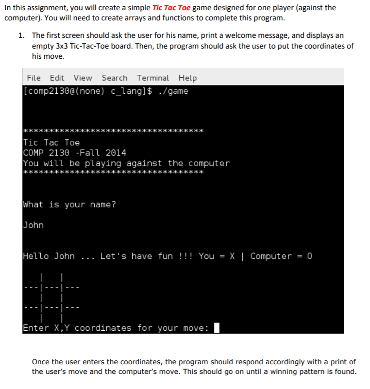 Solved In this assignment, you will create a simple Tic Tac | Chegg.com