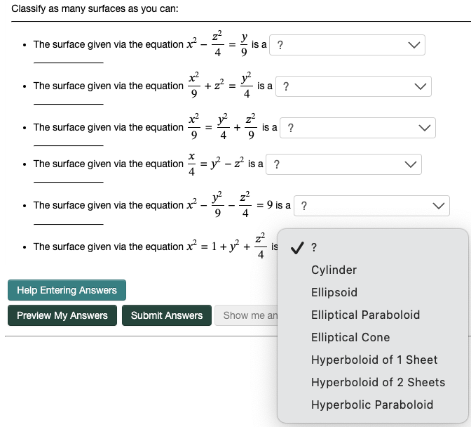 Solved Classify as many surfaces as you can:The surface | Chegg.com