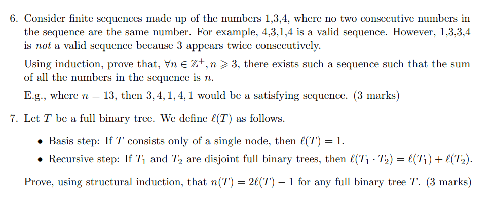 Solved 6. Consider finite sequences made up of the numbers | Chegg.com