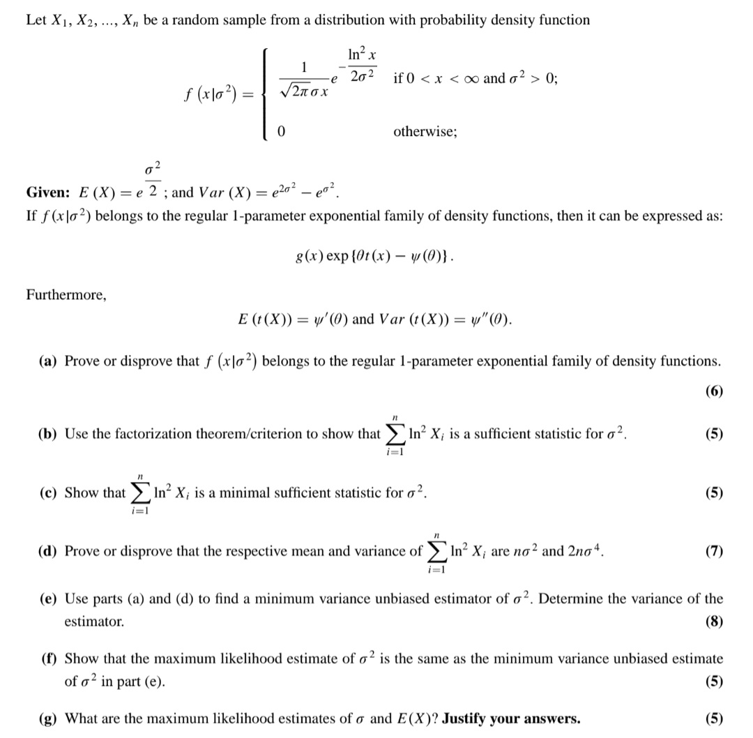 Solved Let \\( X_{1}, X_{2}, \\ldots, X_{n} \\) be a random | Chegg.com