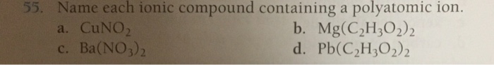 Solved 55. Name each ionic compound containing a polyatomic | Chegg.com