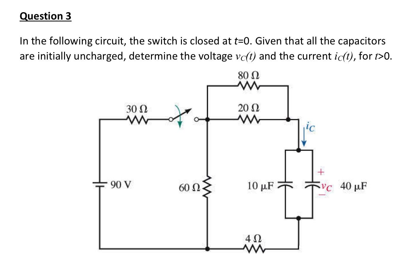 In the following circuit, the switch is closed at | Chegg.com